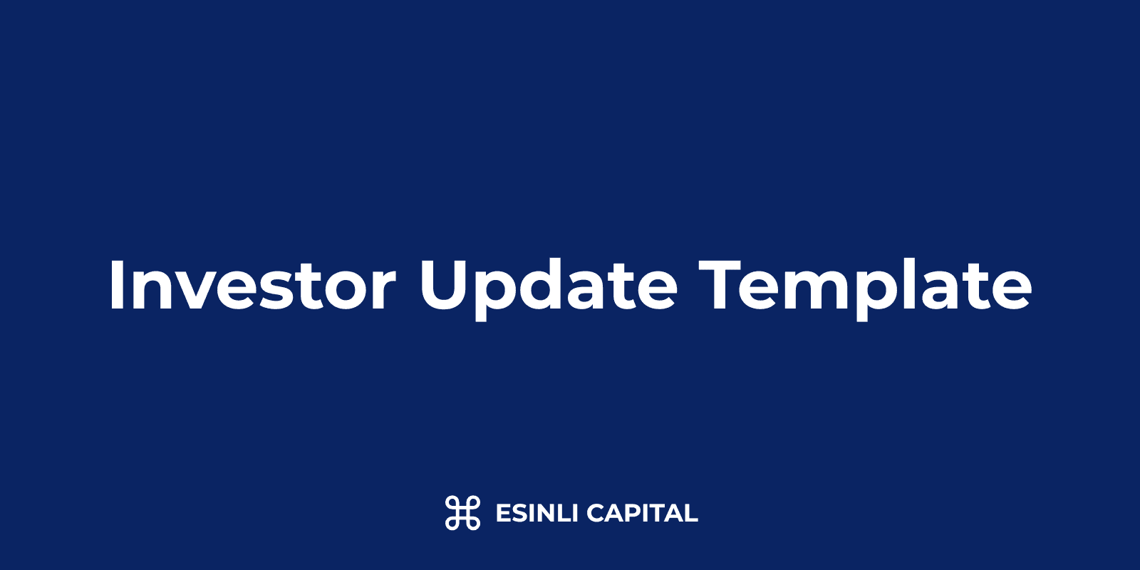 Investor Update Template: Format, Frequency & Content | Esinli Capital